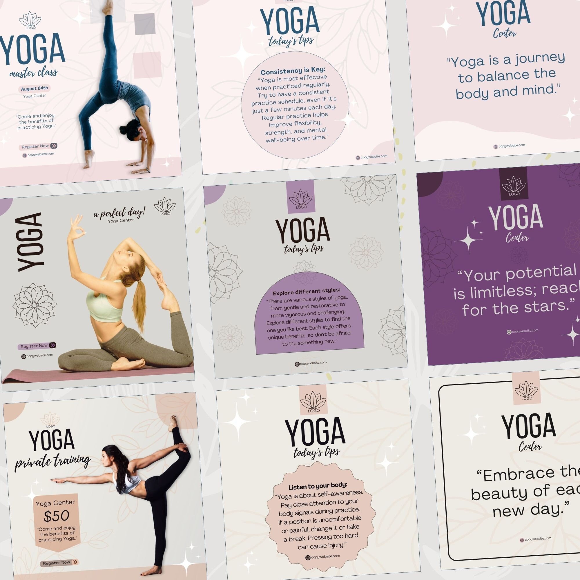 Yoga Instagram Post for Edit in Canva, Yoga Spiritual, Coaching ...