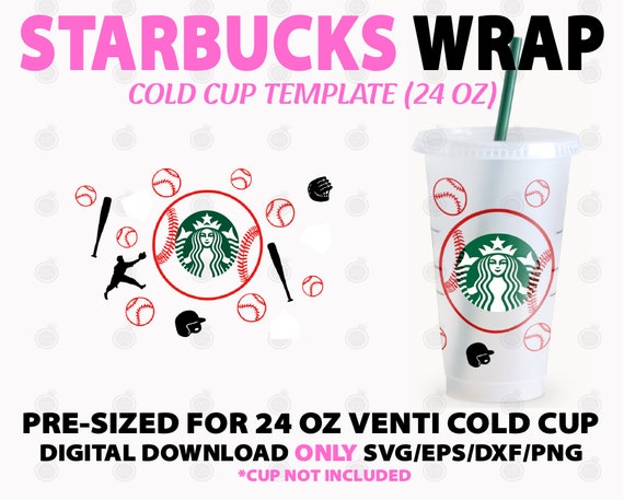 Baseball Starbucks Cup Wrap Pre-sized for 24 Oz Cold Cup - Etsy