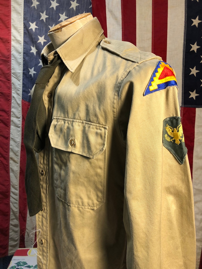 Military 1950's Original US Army Surplus Khaki Dress Shirt / Size 15 X ...