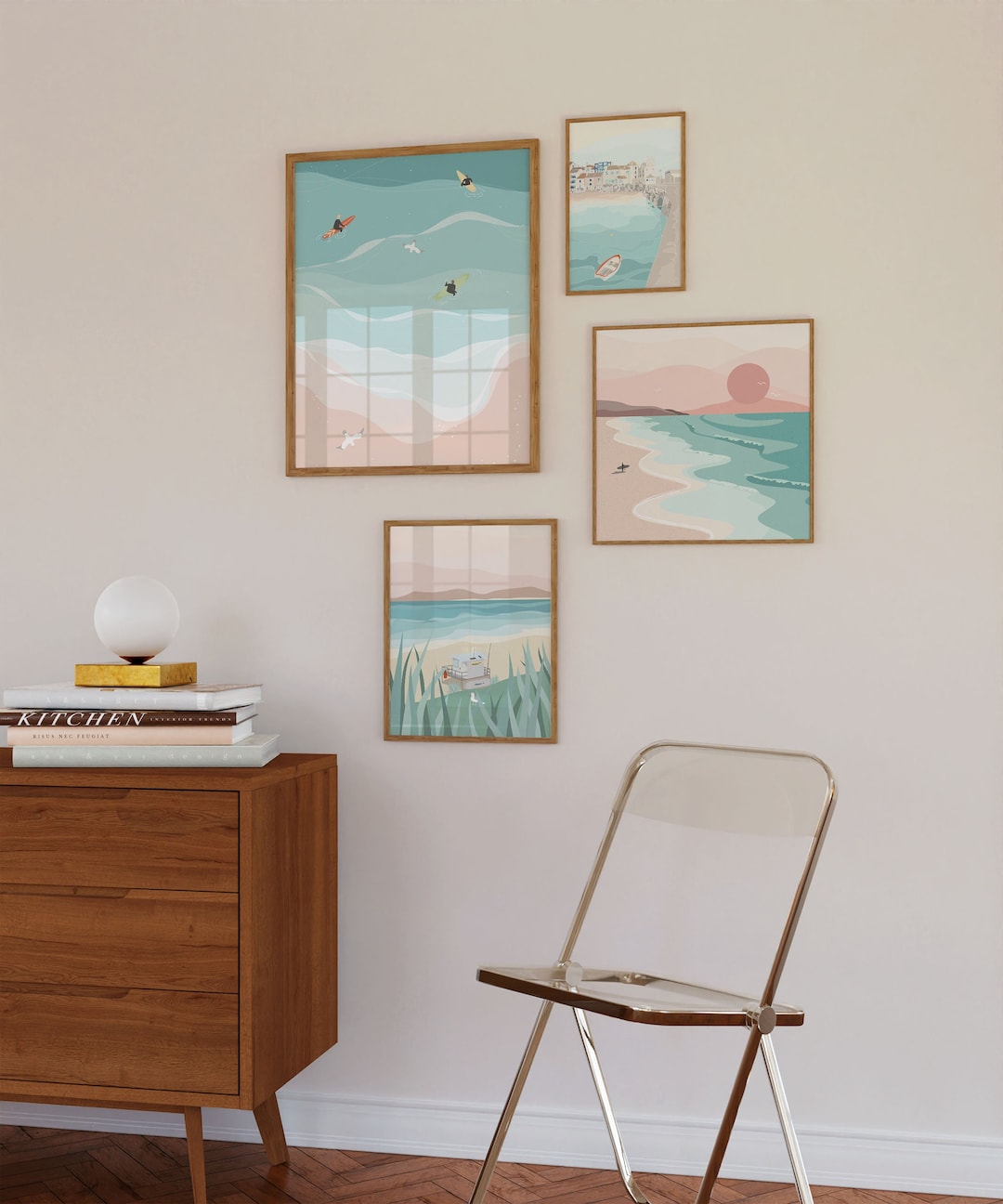 Set of Coastal Prints Gallery Wall Set of 4 Prints Surfing - Etsy