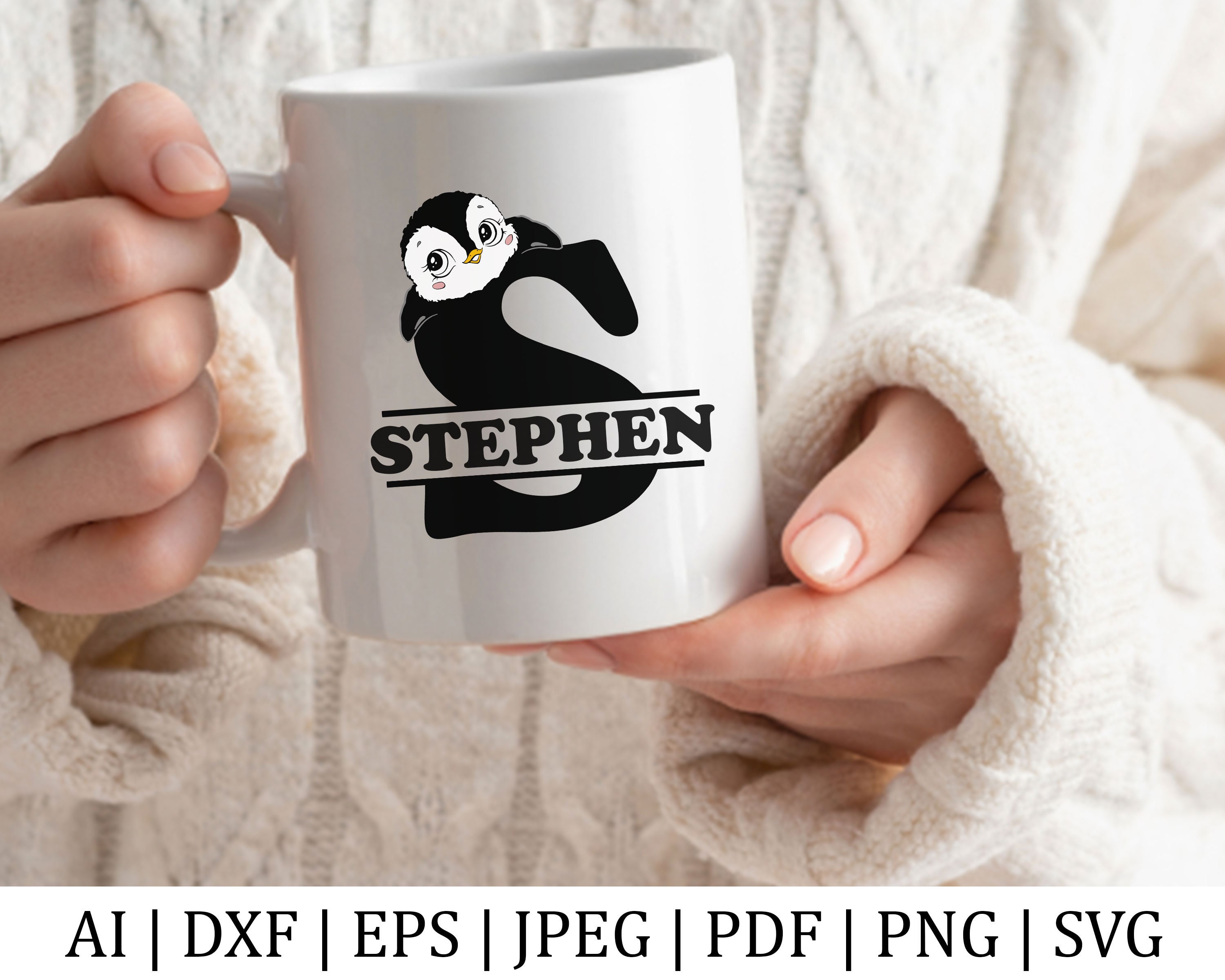 Split Monogram Penguin Alphabet SVG DXF PNG Split Monogram - Etsy