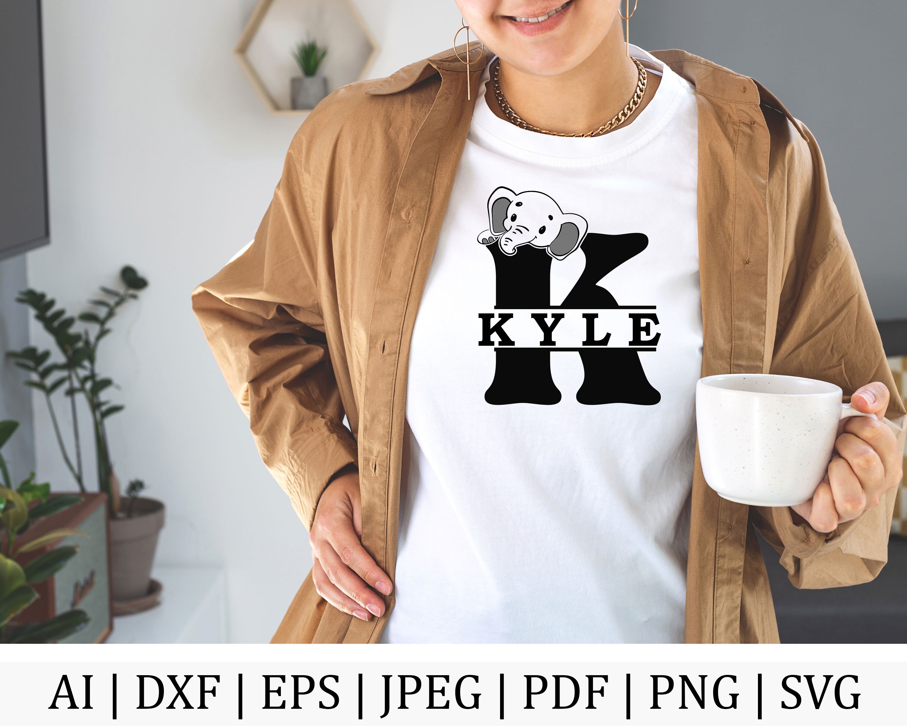 Split Monogram Elephant Alphabet SVG DXF PNG Split Monogram - Etsy