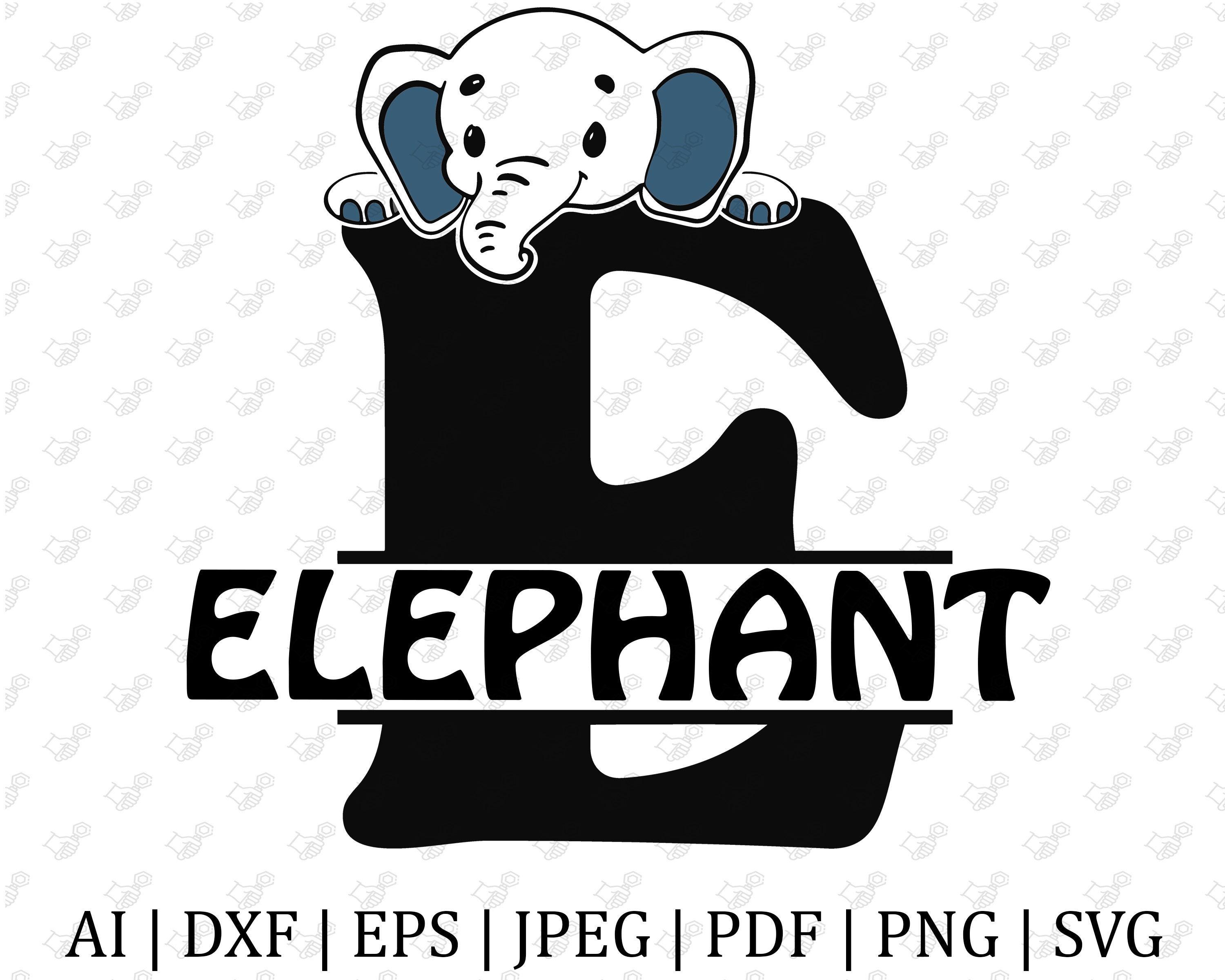 Split Monogram Elephant Alphabet SVG, DXF, PNG, Split Monogram Frame ...