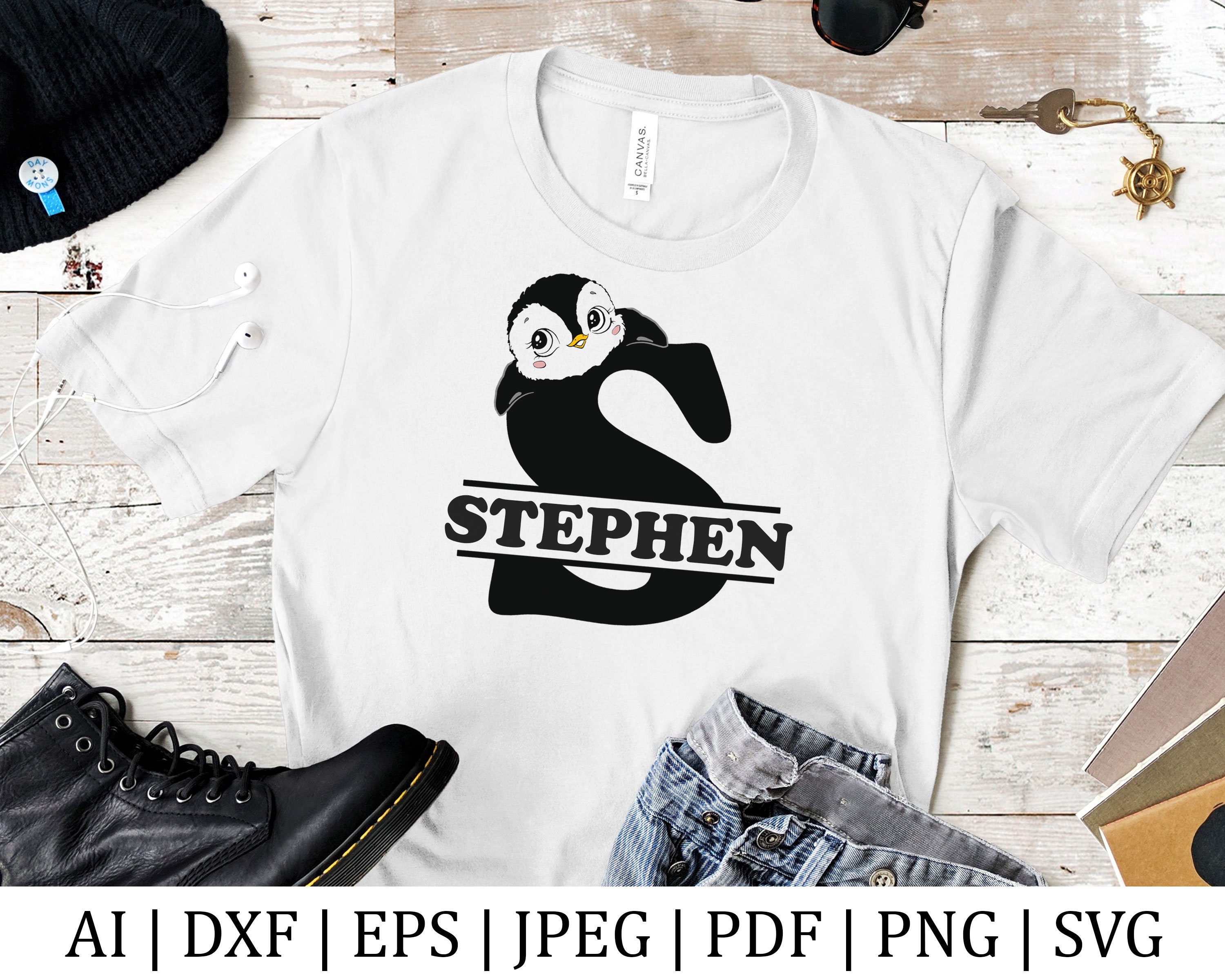 Split Monogram Penguin Alphabet SVG DXF PNG Split Monogram - Etsy