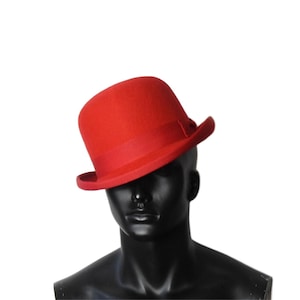 Red Wool Bowler Hat: Handmade Derby Hat - Etsy