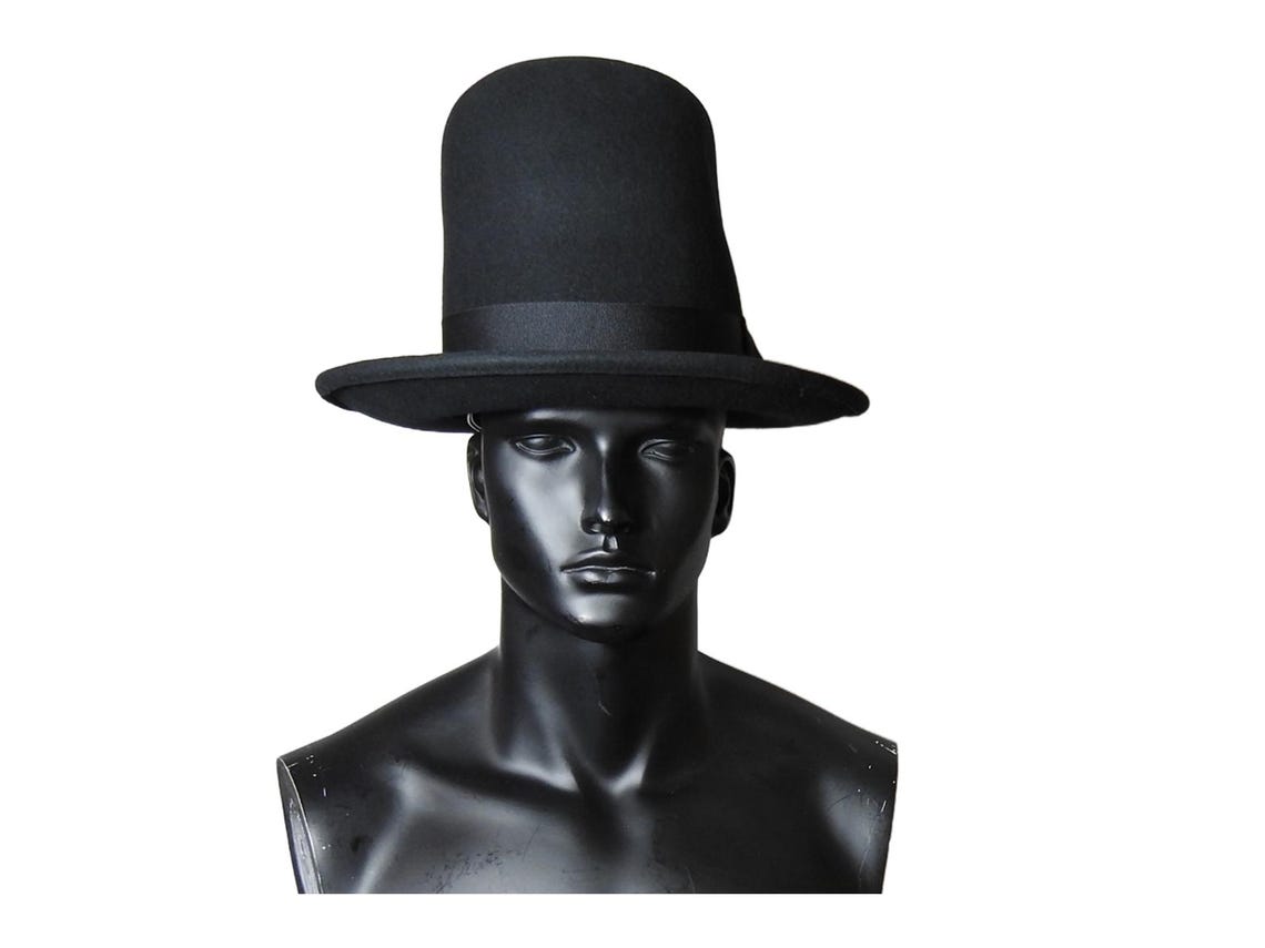 Oversized Wool Bowler Hat: Tall Black Derby, Satin Lined - Etsy