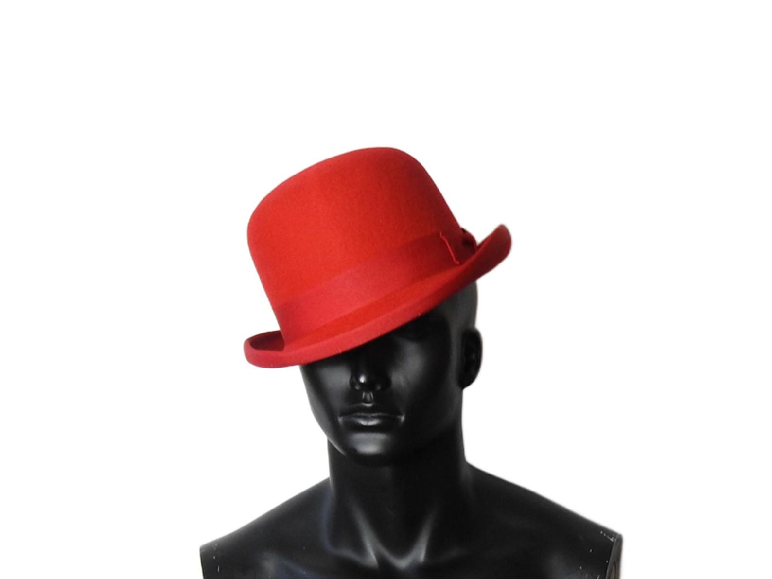 Red Wool Bowler Hat: Handmade Derby Hat - Etsy