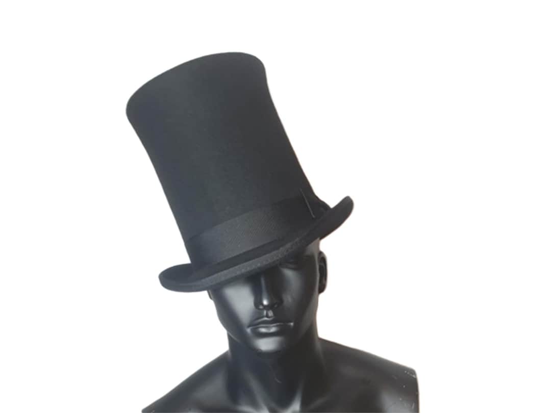 Black Tall Top Hats (height 7.87 Inches, 20 Cm) Classic Top Hats Handmade Black Derby Hat ...