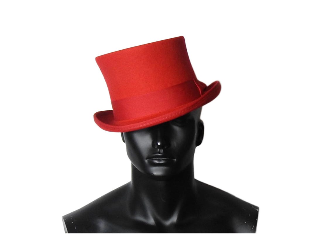 Red Wool Top Hat: Handmade Vintage Style, Dapper Ascot Wedding - Etsy