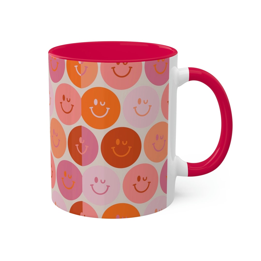 Smiley Face Mug, Boho Coffee Mug, Groovy Mug, Colorful Mugs, 11oz - Etsy