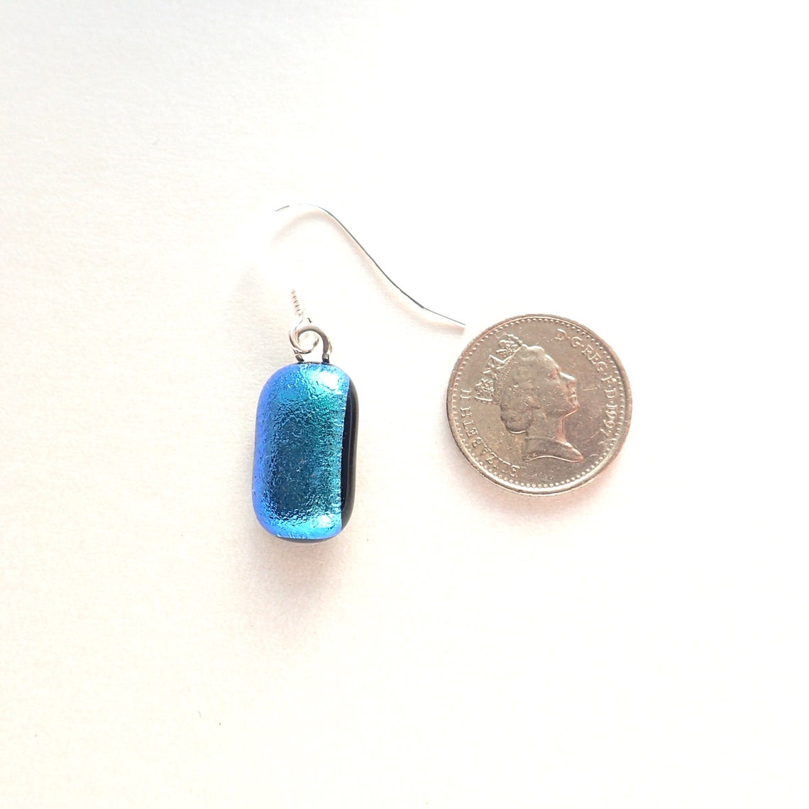Shiny Blue Mercury Colour Shift Light Blue to Teal Dichroic Glass Drop ...