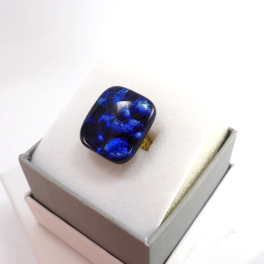 Original Royal Blue Glass Ring-shiny Blue Dichroic Glass Ring-cobalt ...