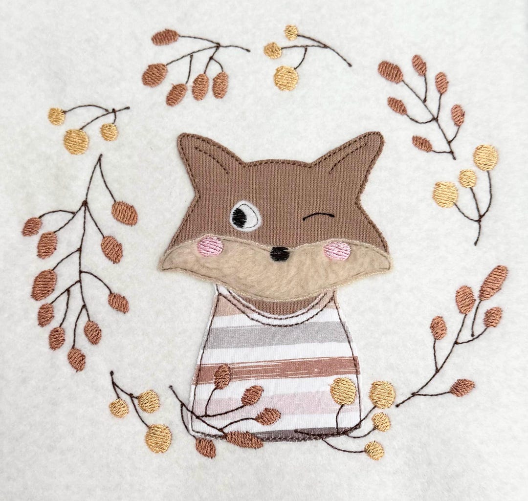 Doodle Embroidery File, Fox Embroidery Design, Cuddle Time, Machine ...