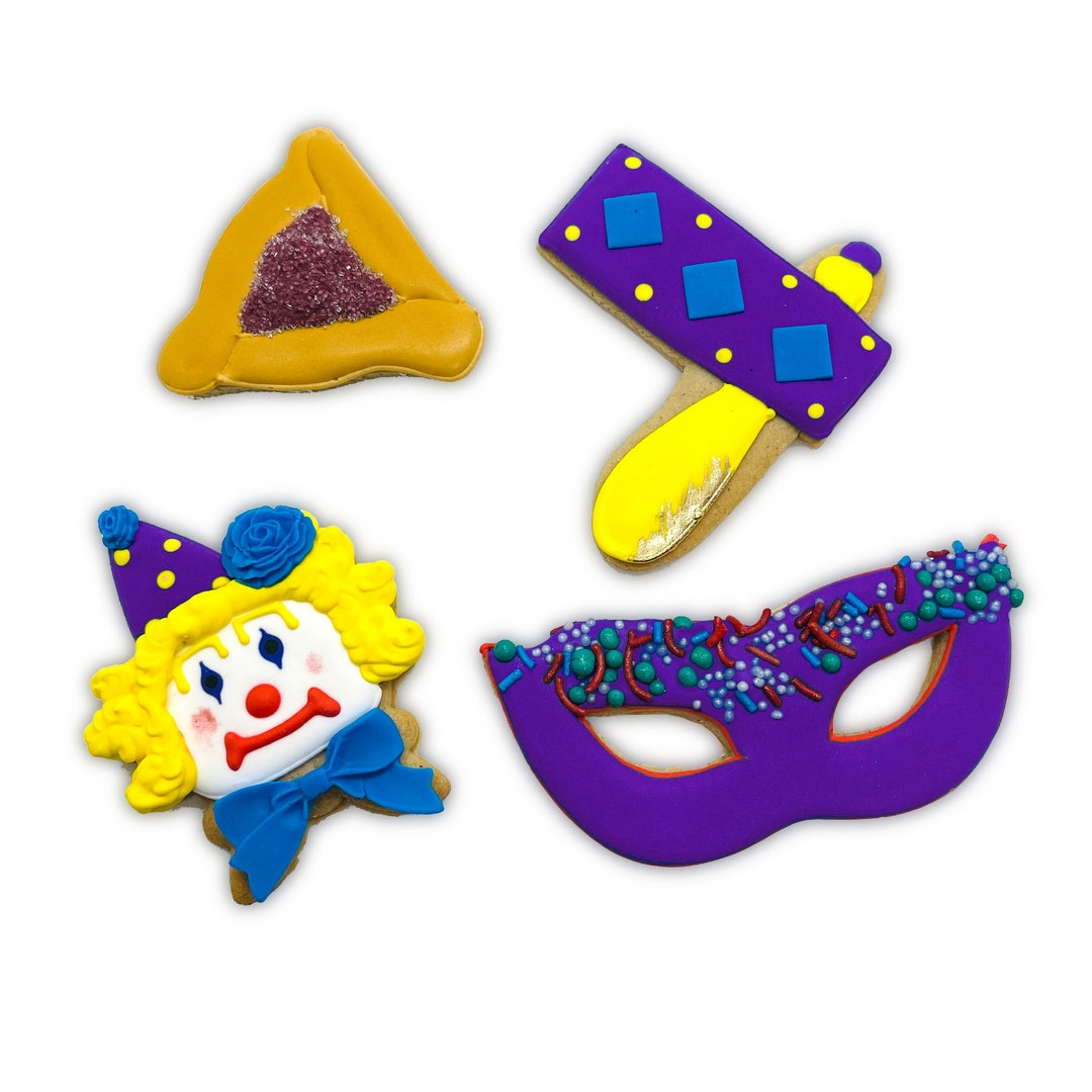 12 Decorated Purim Cookies, Purim Cookies, Sugar Cookies, Iced Cookies ...