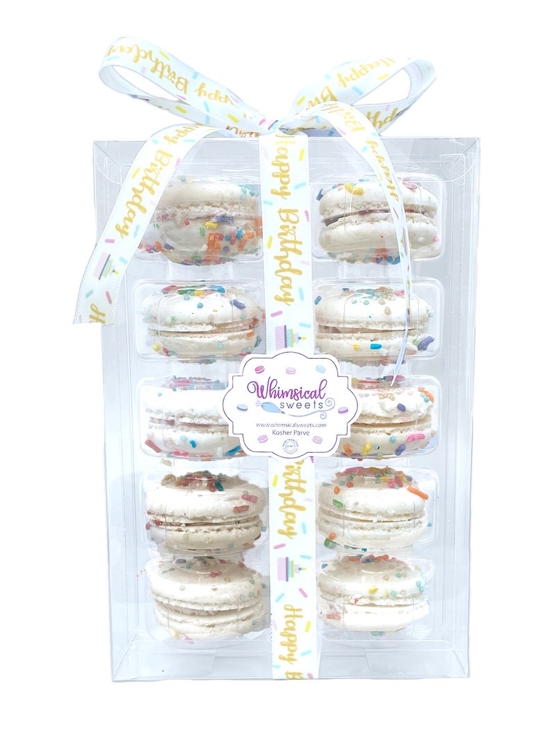Happy Birthday Macaron Gift Set White Funfetti Kosher - Etsy