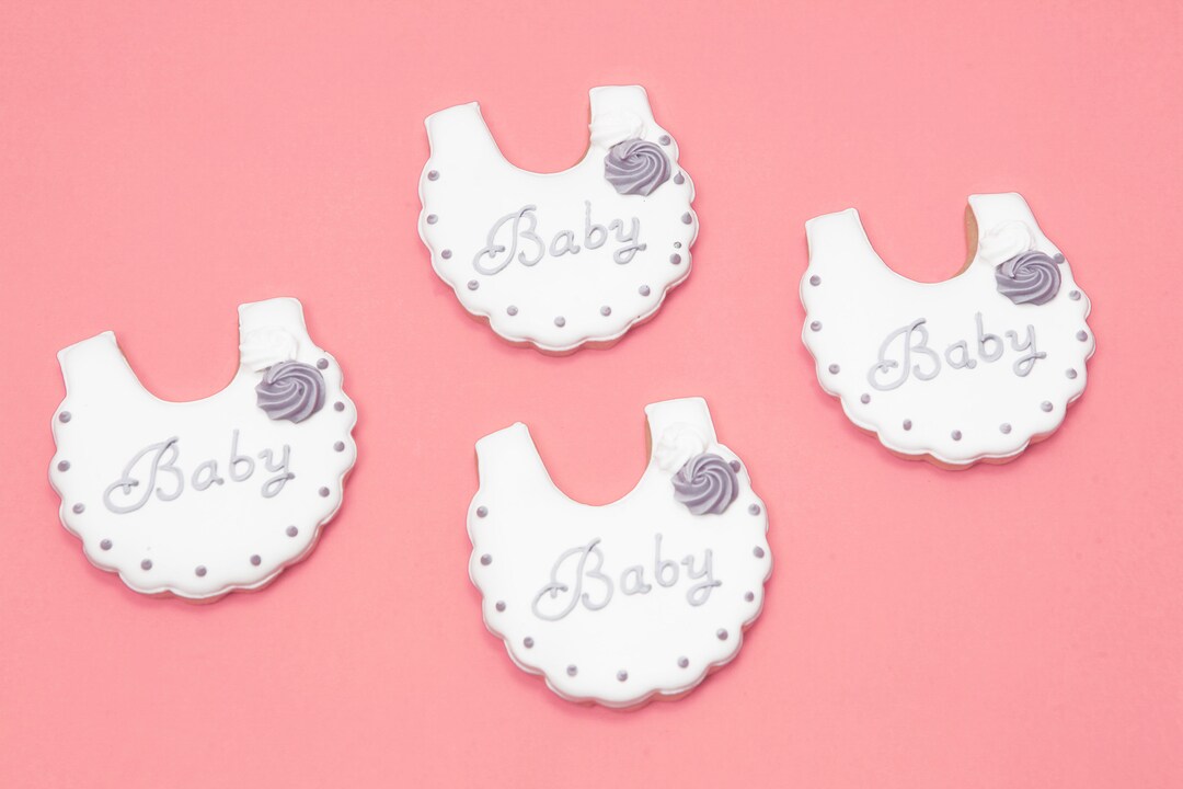 12 Baby Gray Bib Cookies Perfect For: Baby Showers, Gender Neutral Baby ...