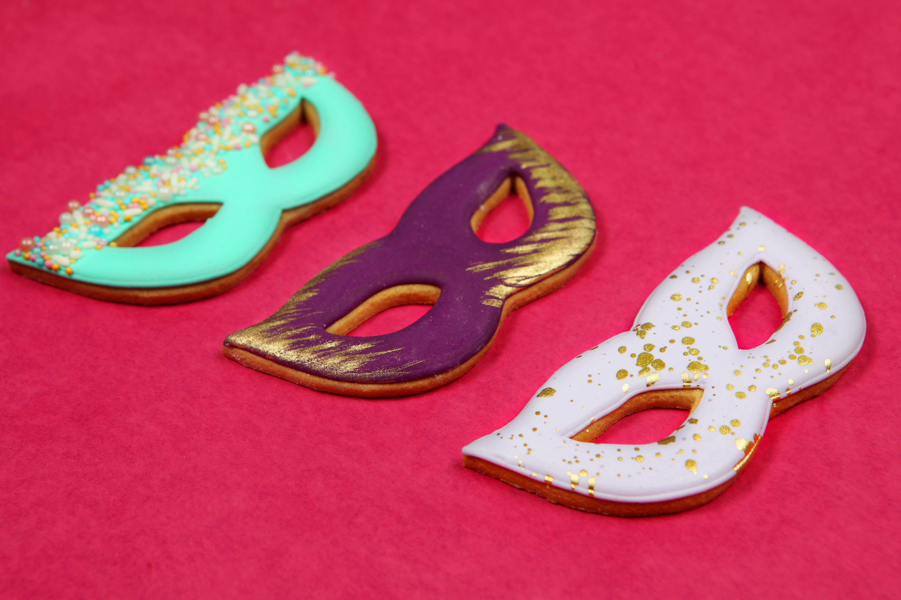 Gilded Mask Cookies, Assorted Colors, Purim Party Favors, 12 Count ...