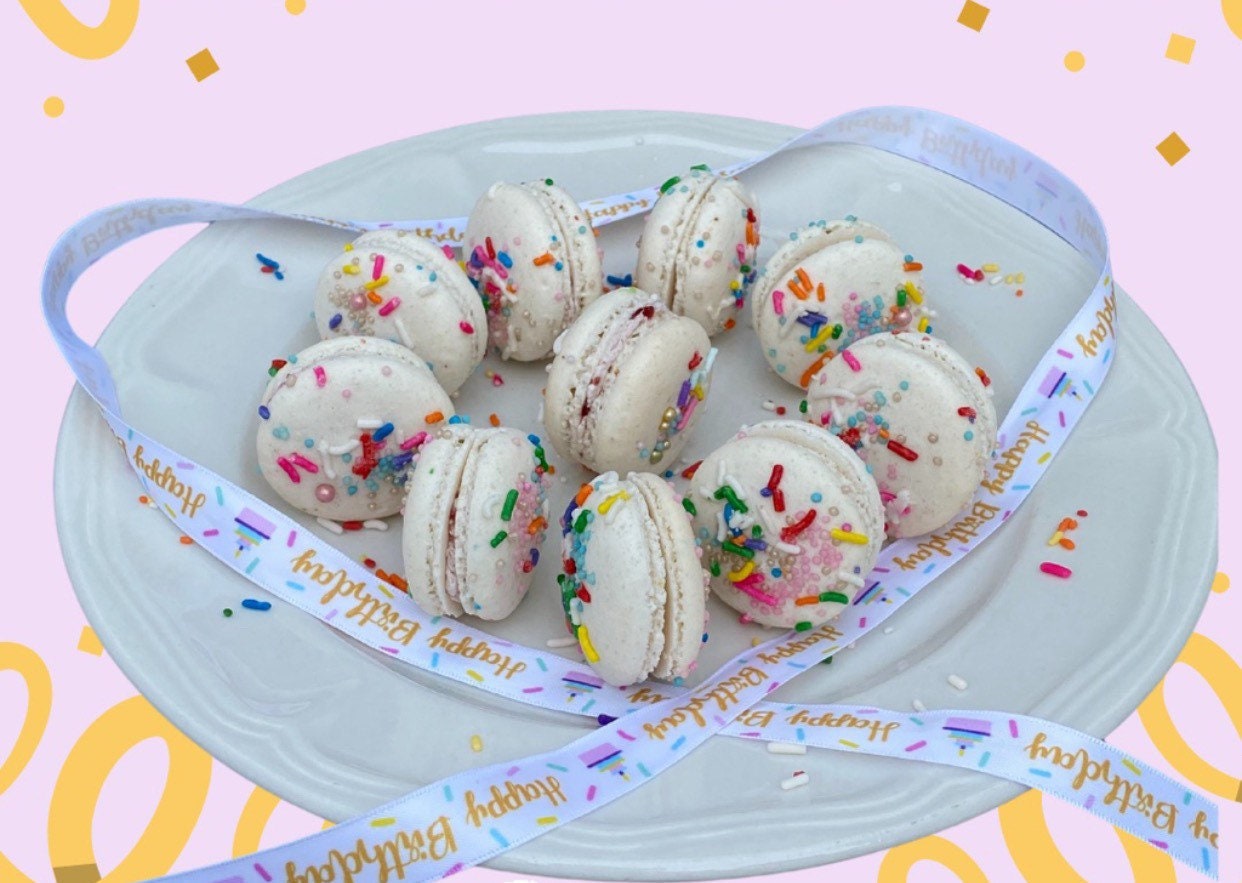 Happy Birthday Macaron Gift Set White Funfetti Kosher - Etsy