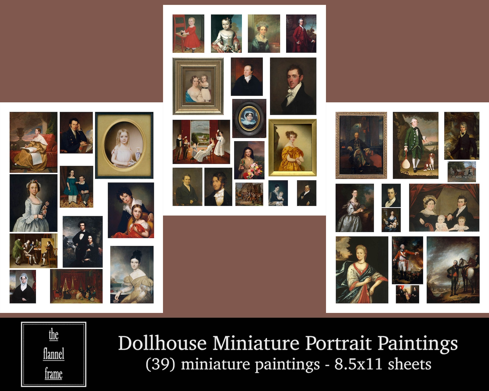 Dollhouse Miniature Paintings 39 Antique Portraits Instant | Etsy