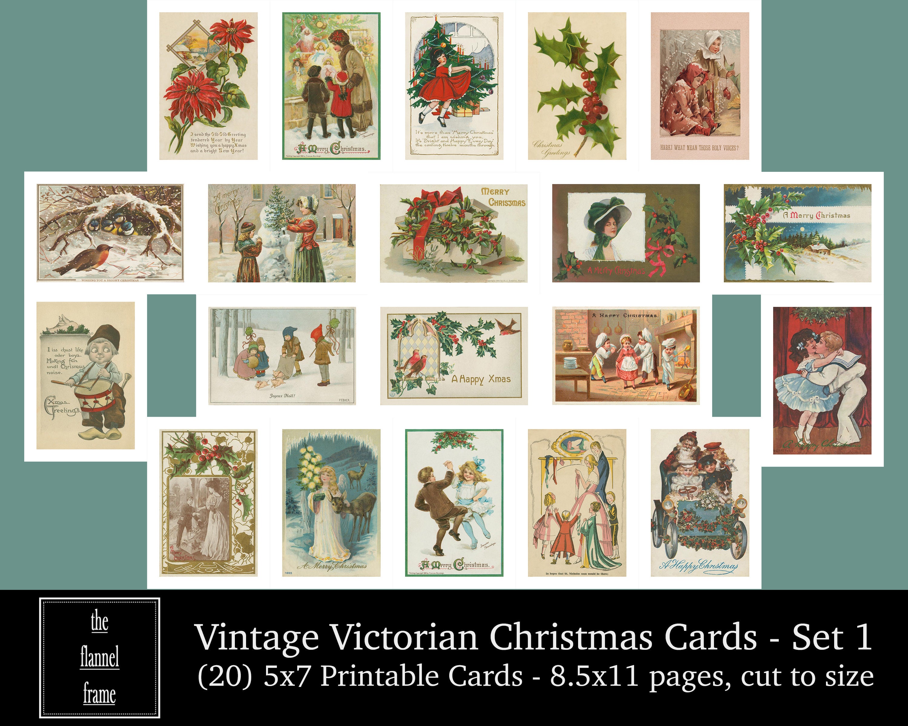 Vintage Christmas Cards Set 1 - Instant Retro Digital Download Bundle ...