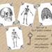 Vintage Skeleton Skull Bones Halloween Printables - (4) 5x7 Sized Card ...