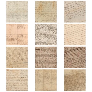 Antique Letters Digital Paper - Set of 20 - Printable Page Download ...