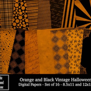 Halloween Vintage Digital Paper Set - Dollhouse Wallpaper - Black ...