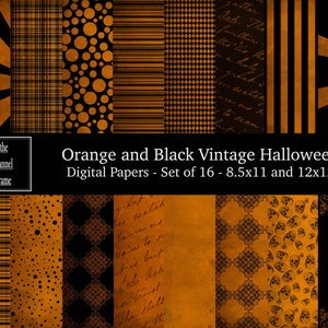 Halloween Vintage Digital Paper Set - Dollhouse Wallpaper - Black ...