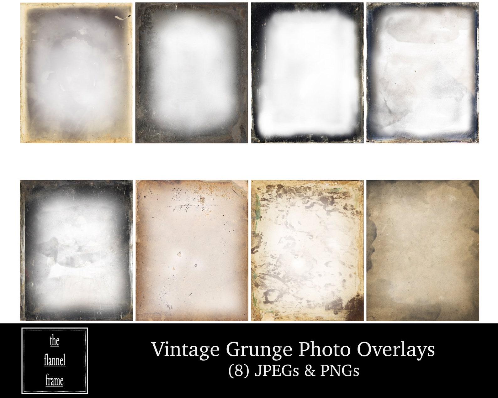 Photo Textures & Overlays - Set of 8 JPEG and PNG Digital Downloads ...