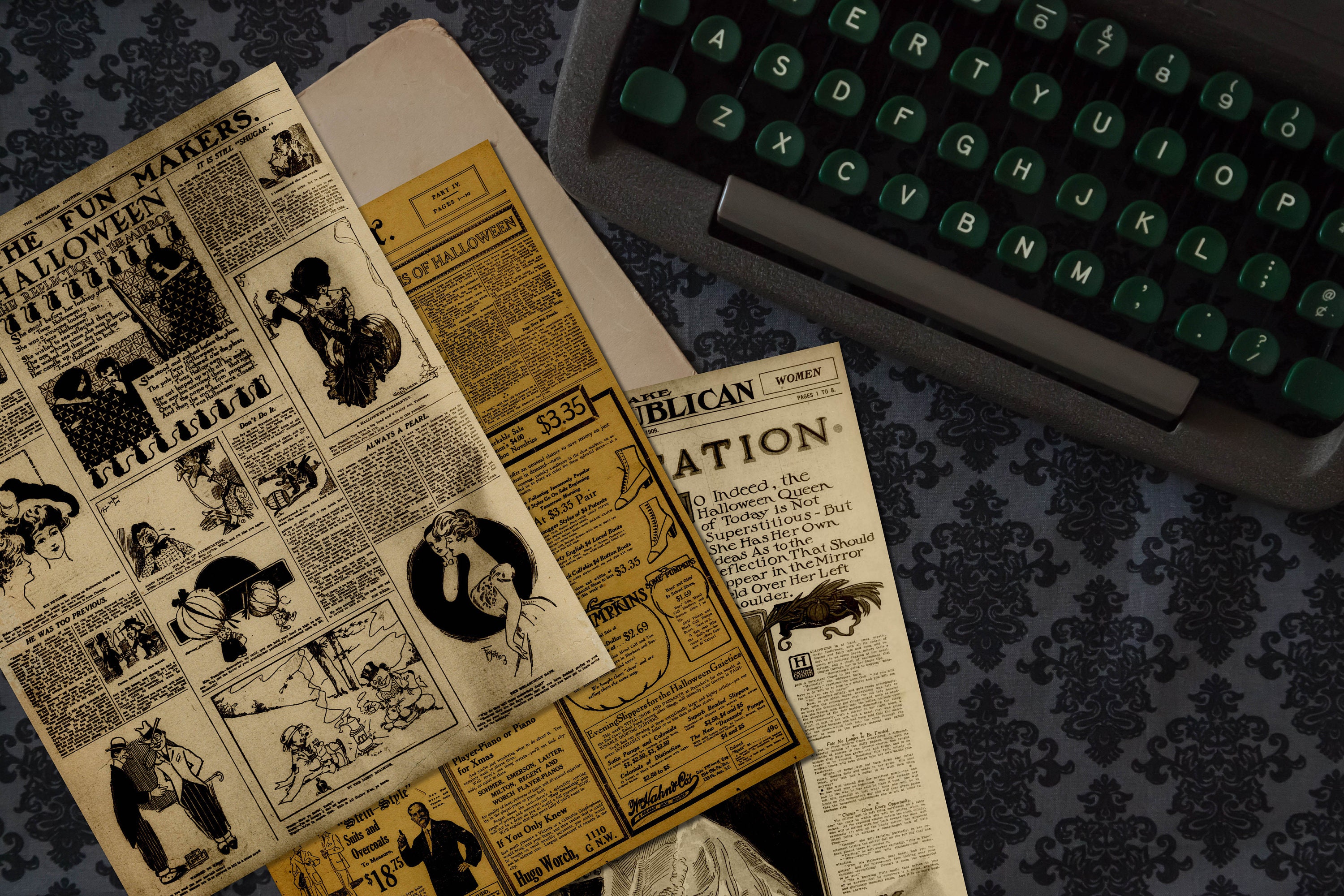 Vintage Halloween Newspaper Collage Sheets - Ephemera Download Bundle ...