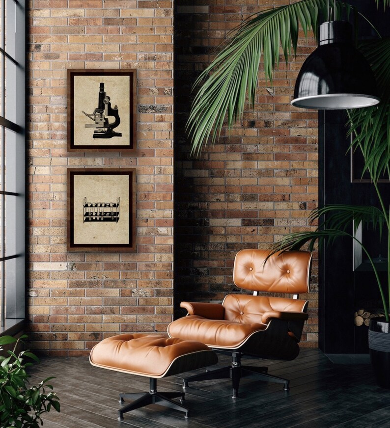 Vintage Rustic Laboratory Print Set Microscope Test Tubes - Etsy