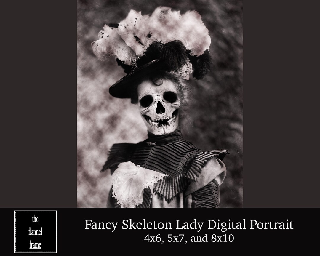 Spooky Halloween Skeleton Portrait - Vintage Victorian Photograph ...
