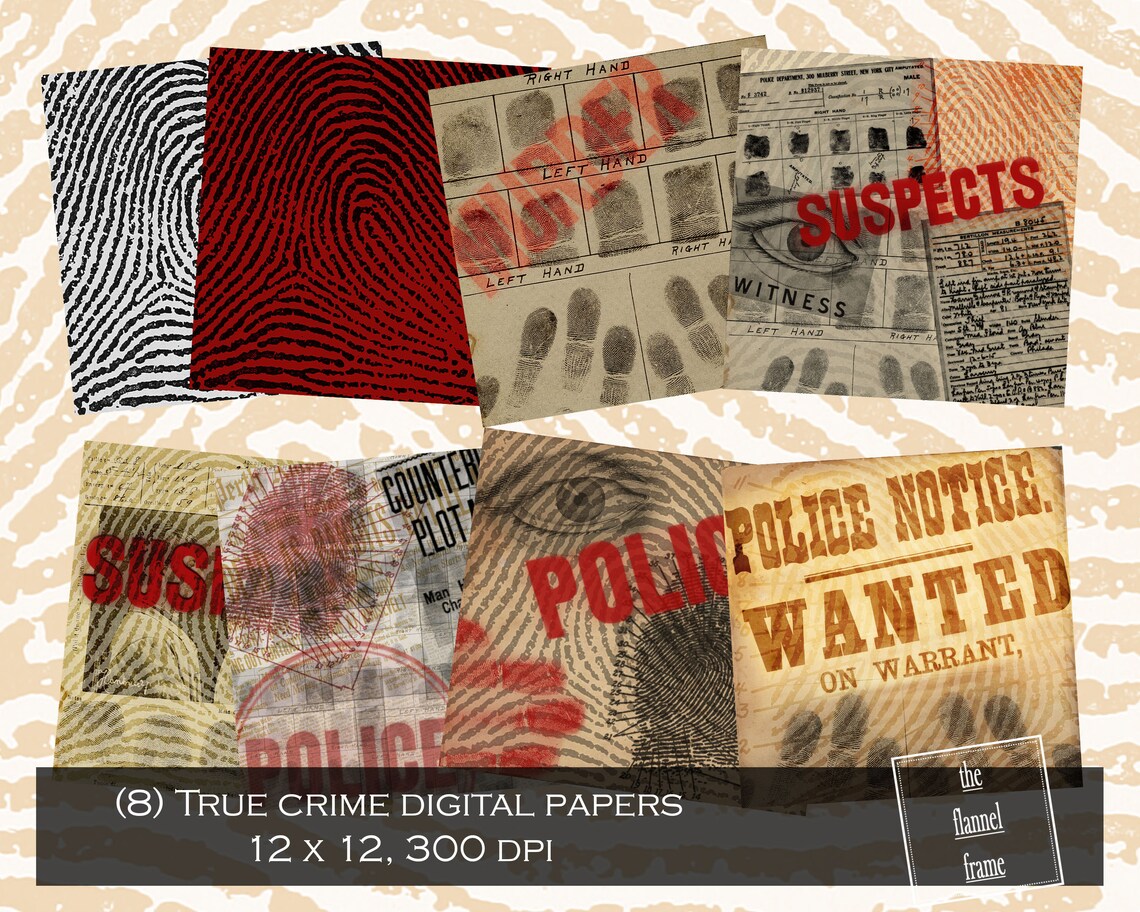 BUNDLE - BOTH True Crime Vintage Digital Paper Sets- Instant Download ...