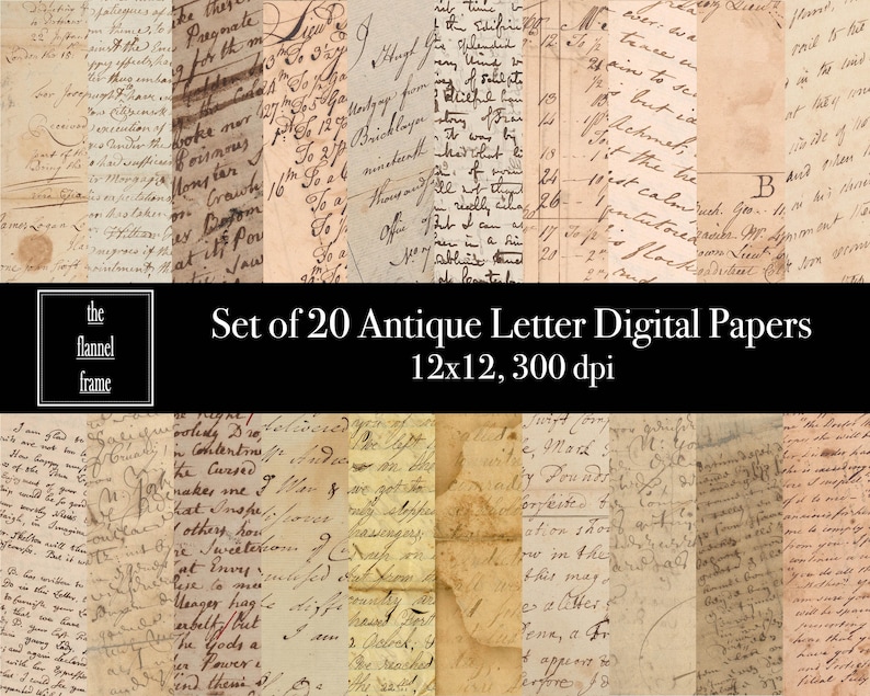 Antique Letters Digital Paper Set of 20 Printable Page - Etsy