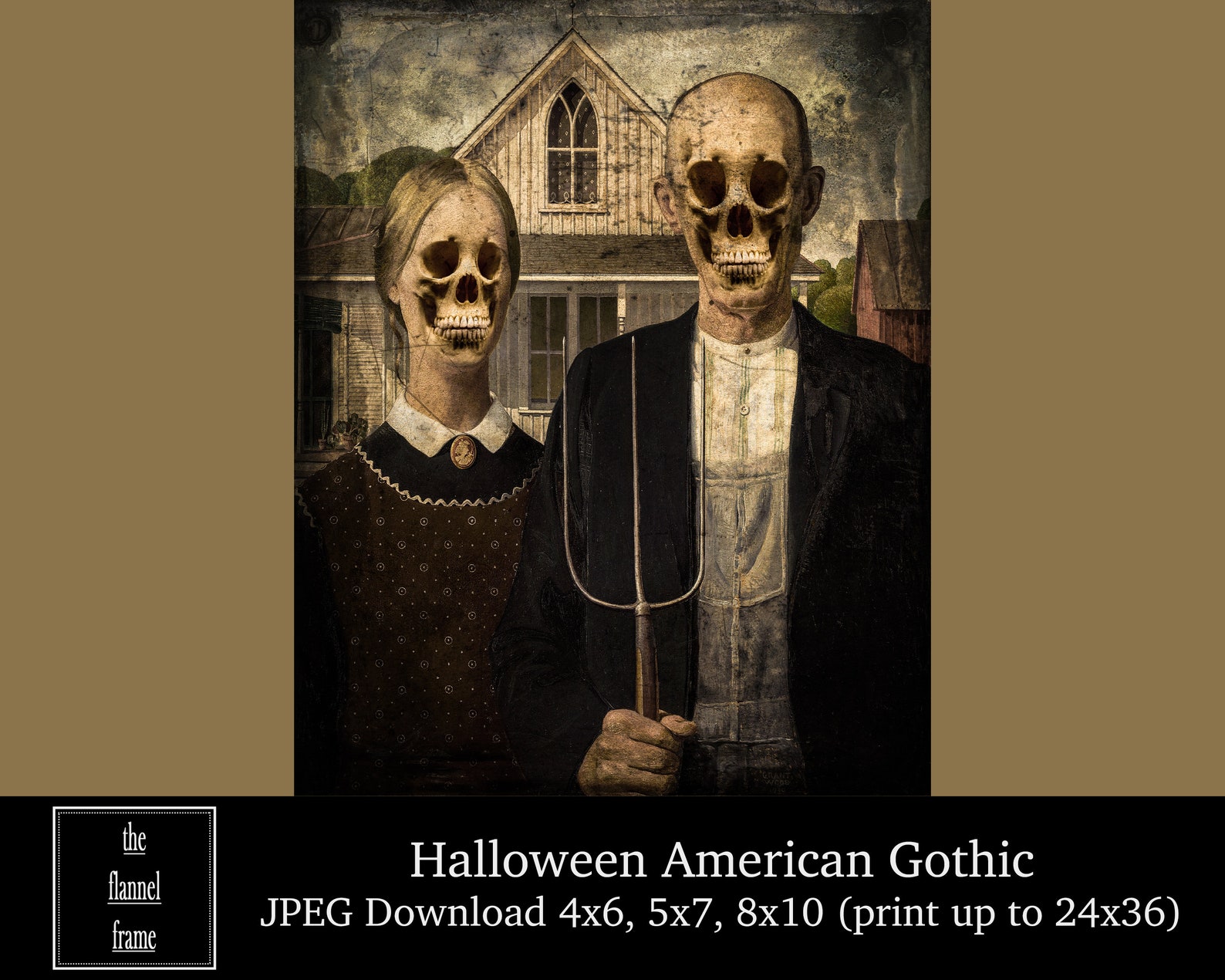 American Gothic Skull Portrait Halloween Photograph Download - Etsy