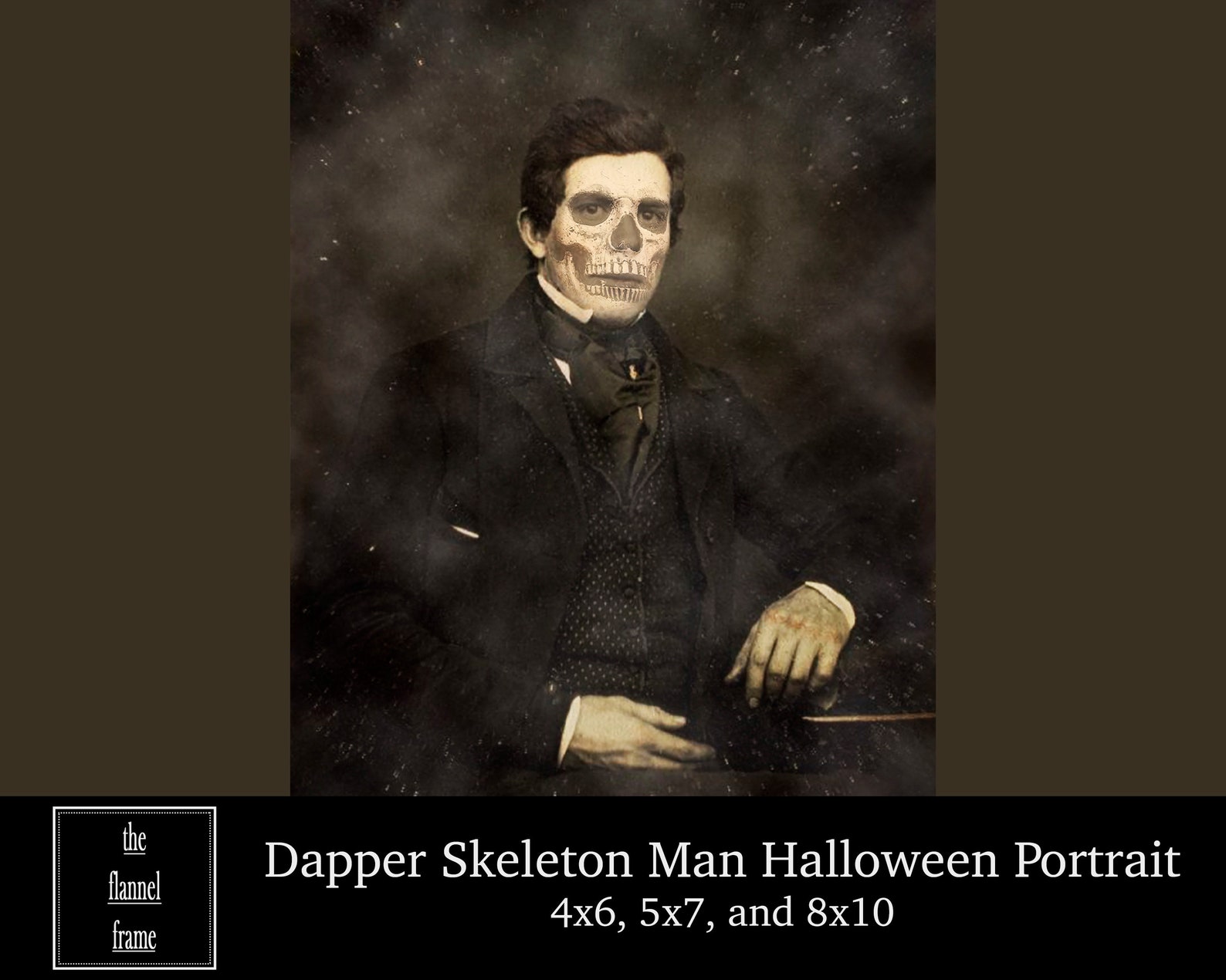 Vintage Halloween Portrait, Spooky Victorian Skeleton Man Photograph ...