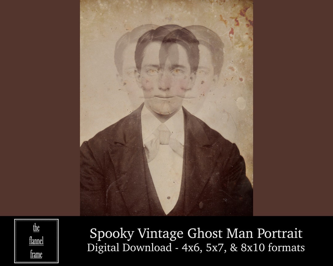 Vintage Halloween Portrait, Spooky Ghost Man Photograph, Haunted ...