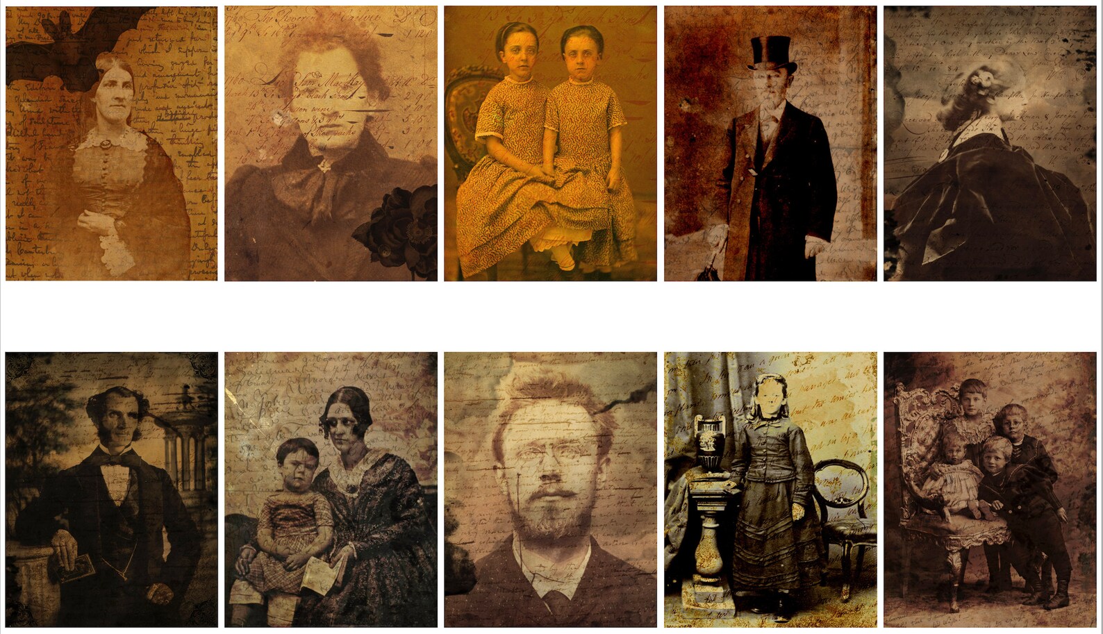 Vintage Halloween Portraits Printable Paper Antique | Etsy