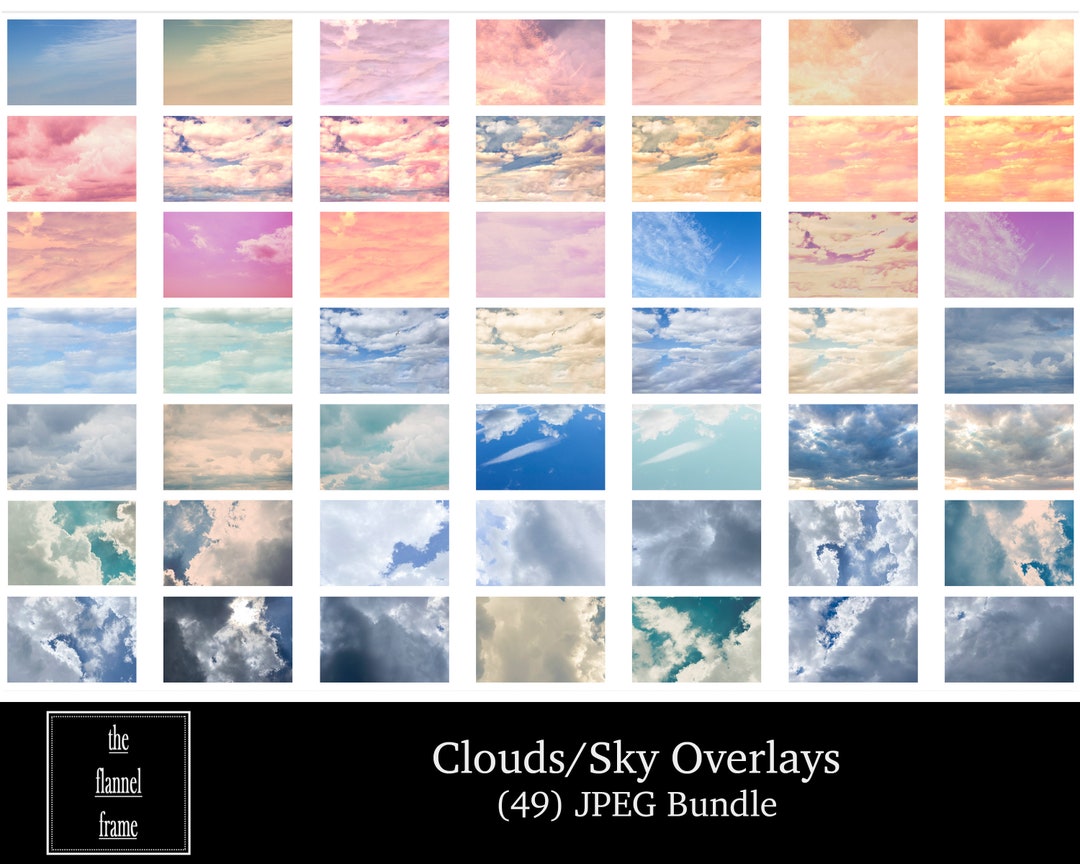 Cloud Overlays - Cloudy Sky - Photo Editing - Set of 49 JPEG Digital ...