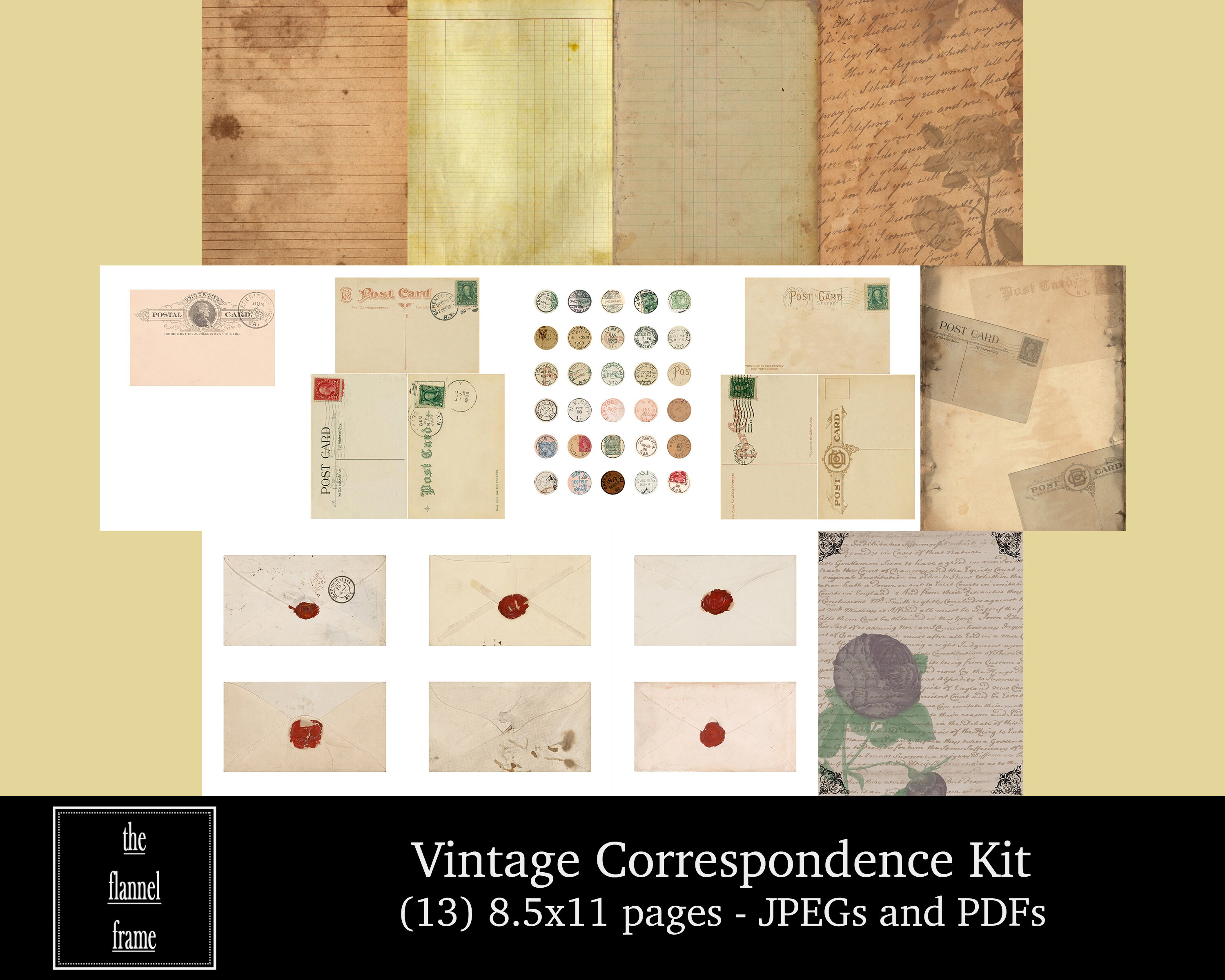 Vintage Correspondence Collage Sheets - Ephemera Download Bundle ...