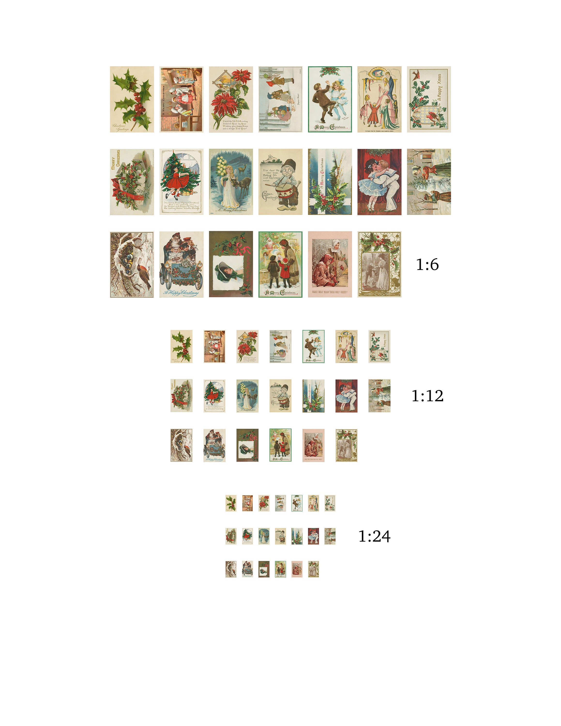 Dollhouse Miniature Christmas Postcards 20 Vintage Victorian - Etsy