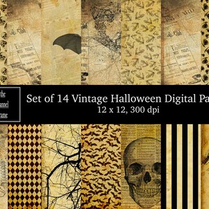 Halloween Digital Paper Set - Dollhouse Wallpaper - Vintage Printable ...