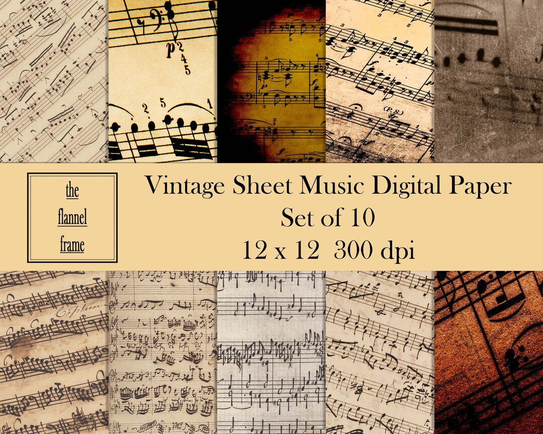 Digital Paper Bundle - 10 Instant JPEG Downloads - 12 X 12 Vintage ...