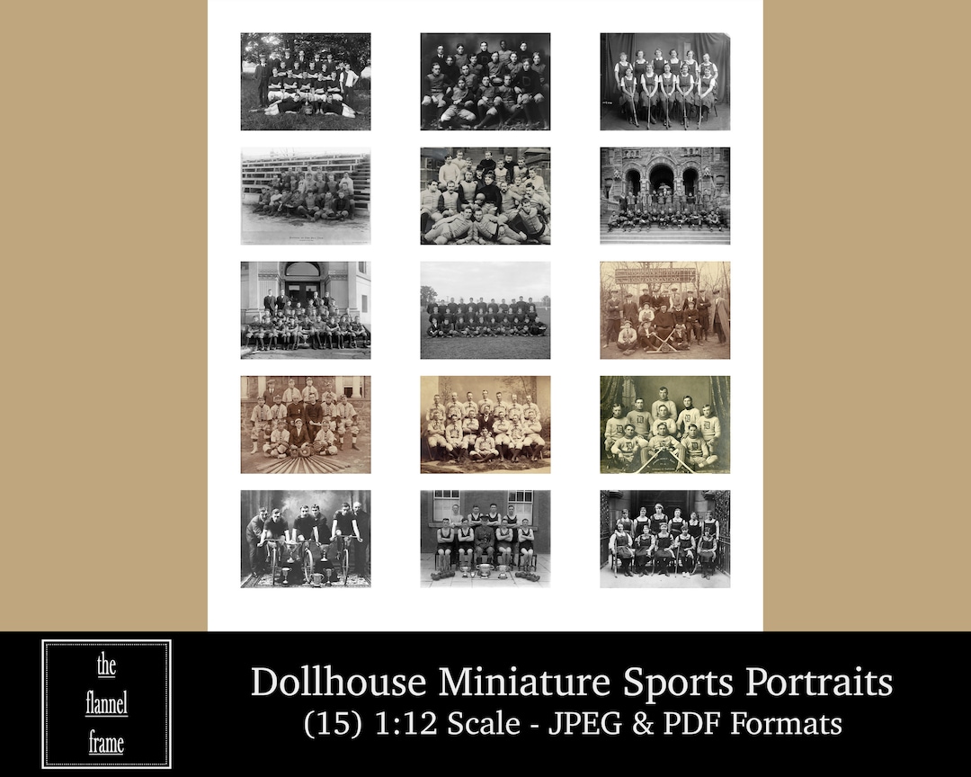 Dollhouse Miniature Vintage Sports Portraits - 15 Antique Photos ...