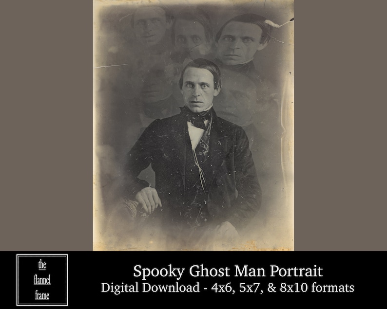 Vintage Halloween Portrait, Spooky Ghost Man Photograph, Haunted ...