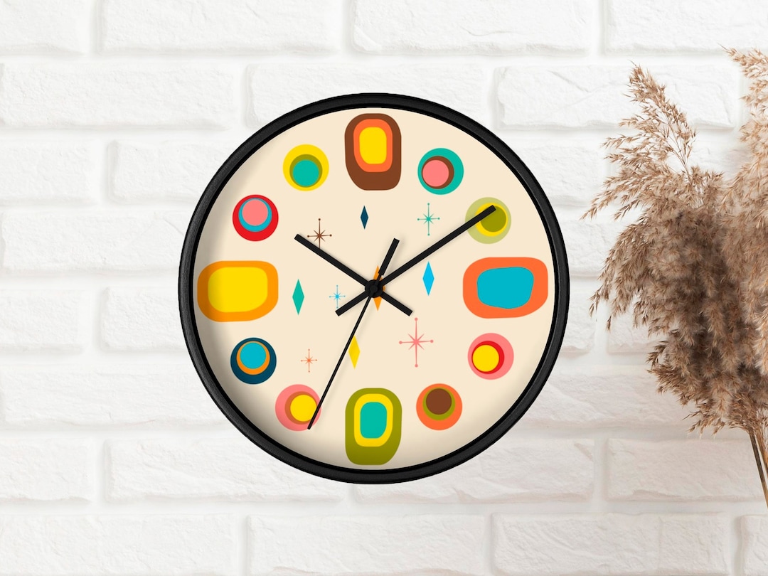 Mid Century Modern Wall Clock, Living Room Wall Decor, Abstract Wall ...