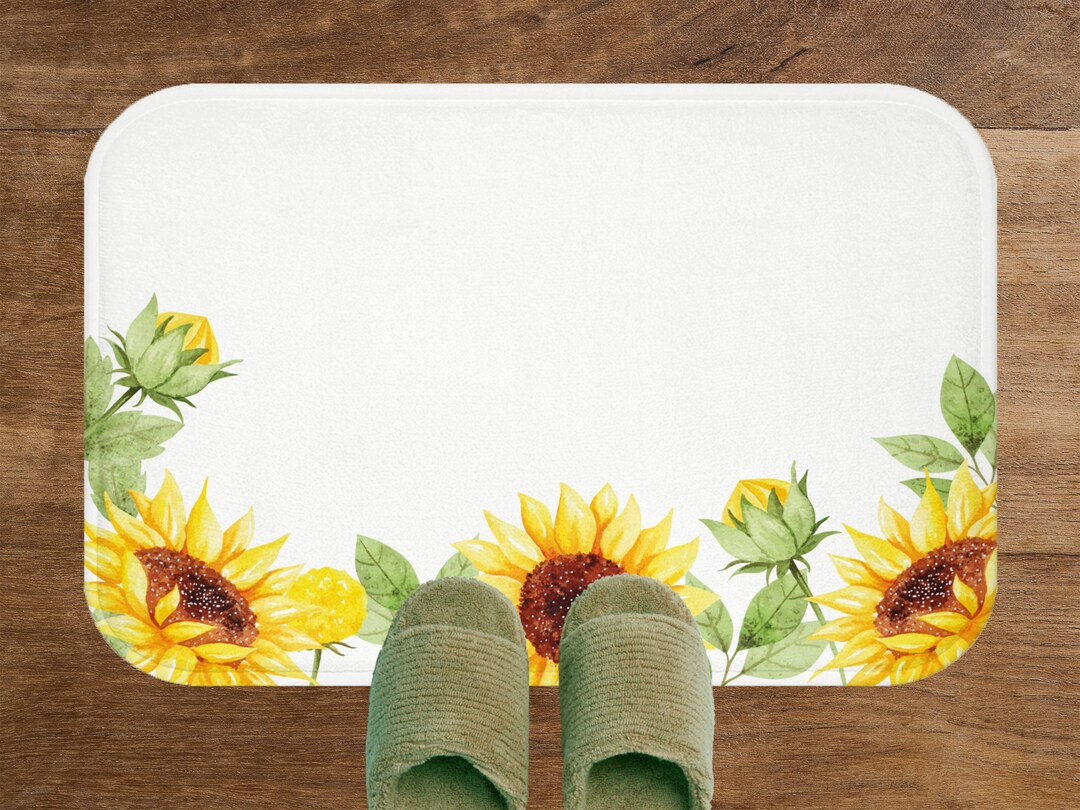 Sunflower Bath Mat Cute Farmhouse Bathroom Decor Floral - Etsy