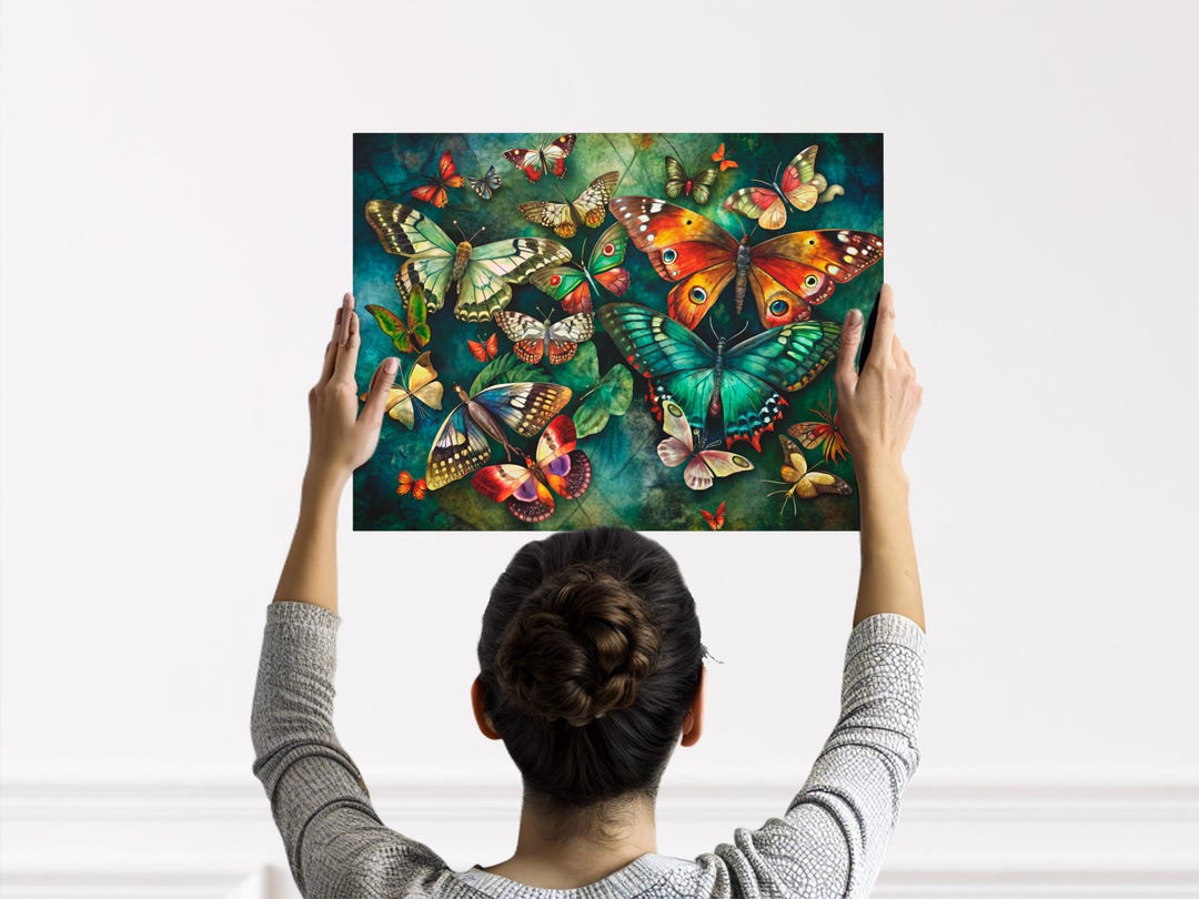 Dark Cottagecore Canvas Wall Art Prints, Green Butterfly Home Decor ...