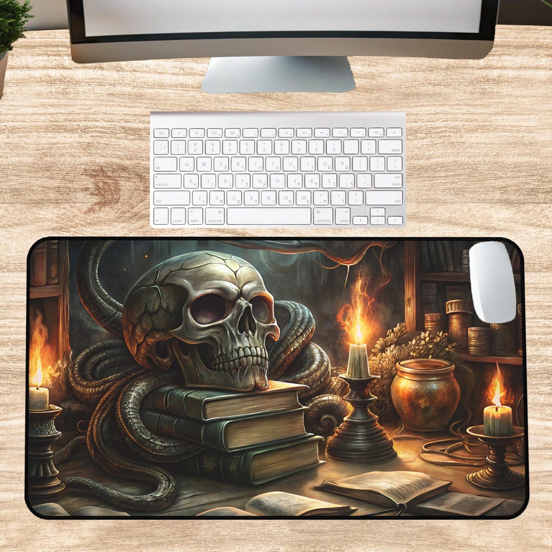 Goth Skull Dark Academia Desk Mat, Witchy Computer Xl Mouse Pad, Gothic ...