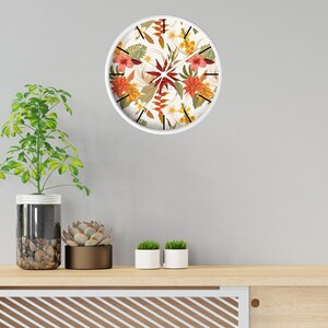Minimalist Boho Wall Clock, Floral Wall Clock Office, Boho Home Room ...